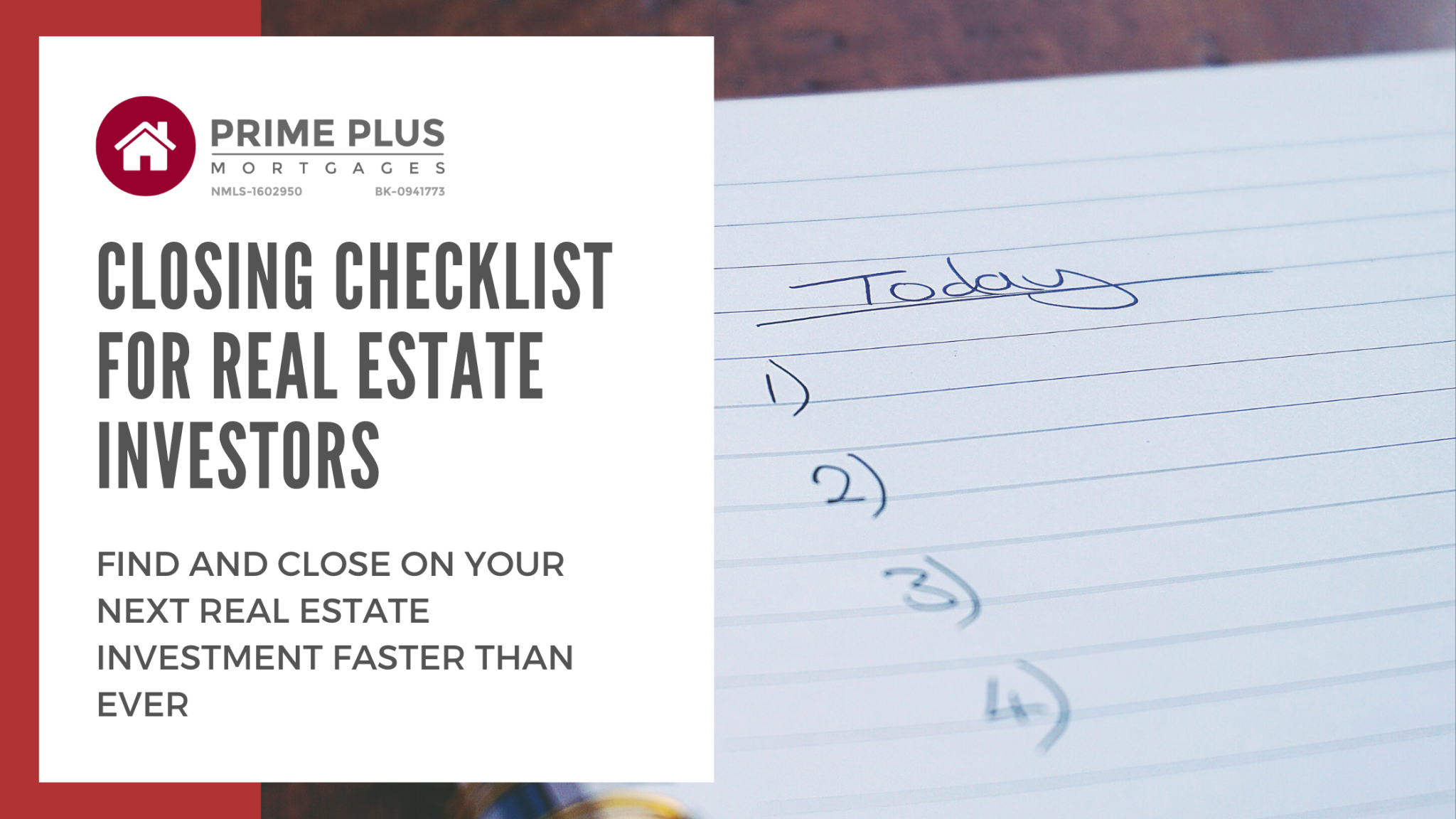 Closing Checklist For Real Estate Investors • Prime Plus Mortgages